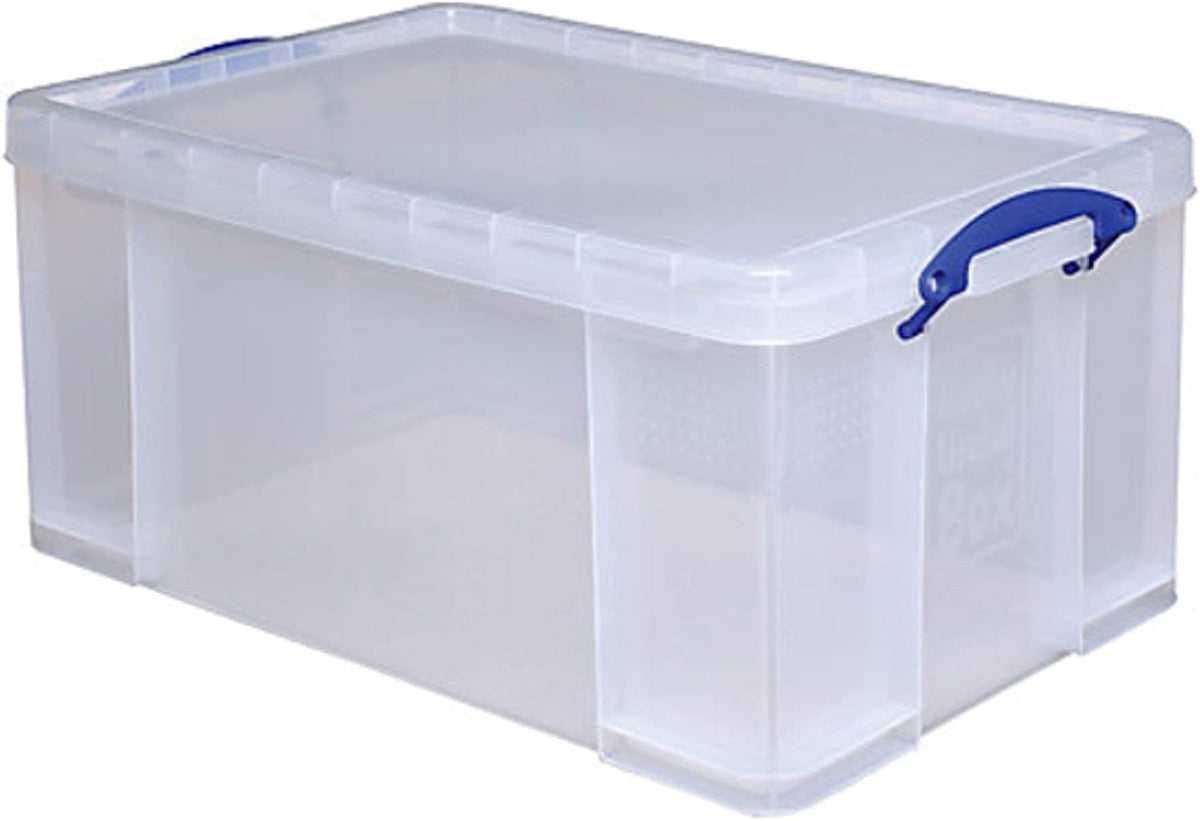 Pack of 2 64 Litre Large Clear Strong Really Useful Home Storage Boxes ...