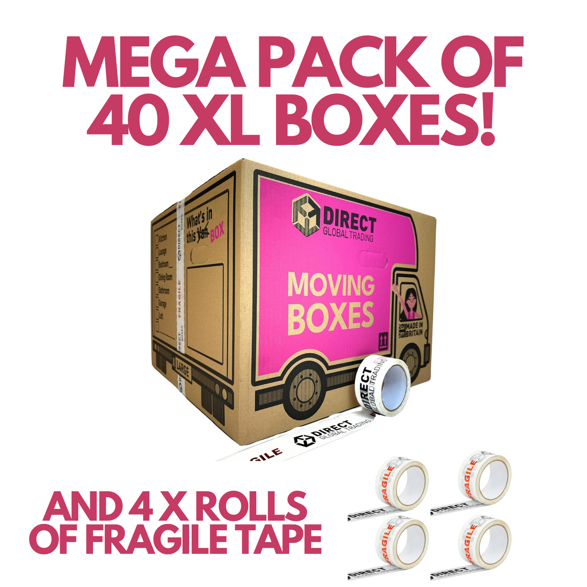 Pack of 40 Extra Large Moving House Cardboard Boxes – Direct Global ...