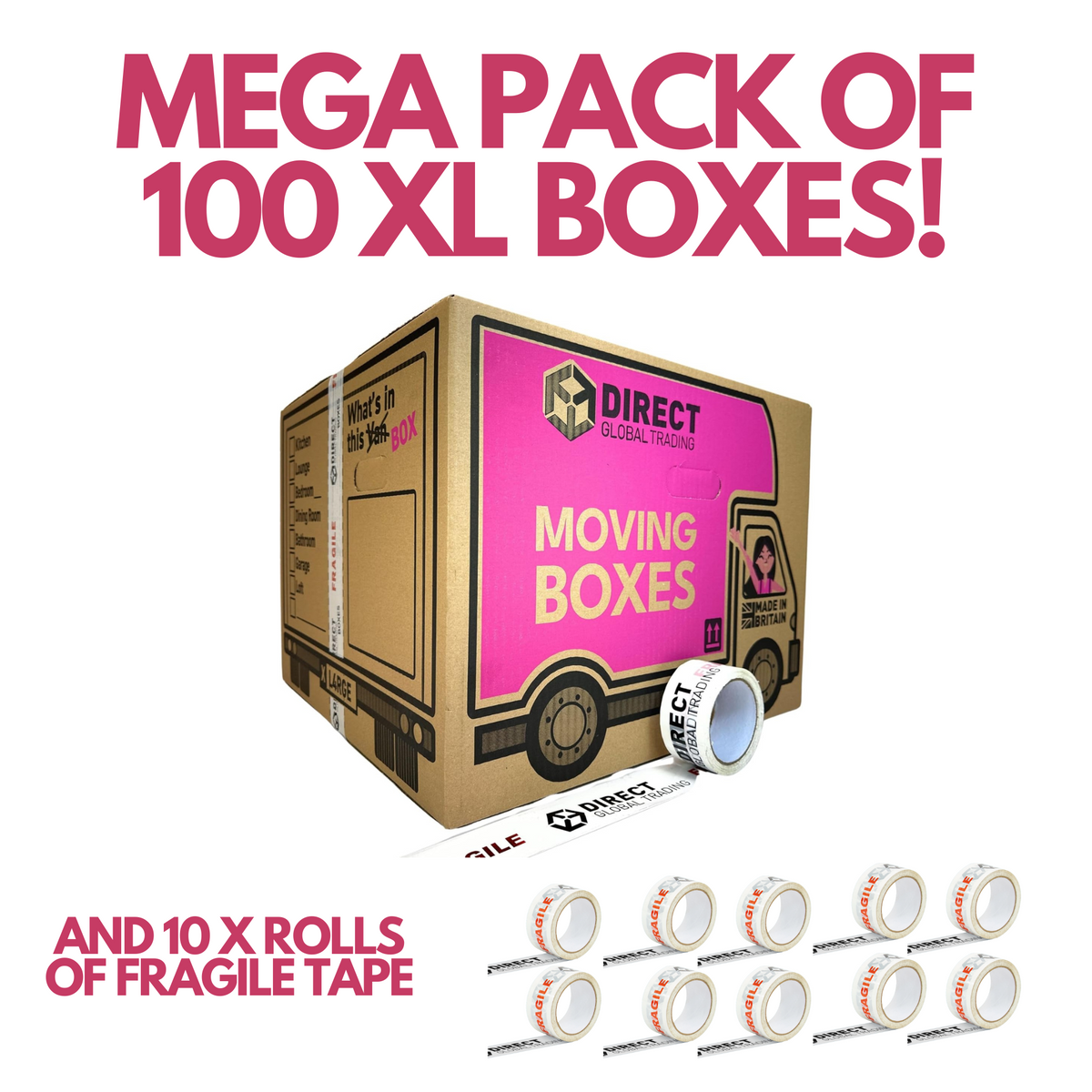 Pack of 100 Extra Large Moving House Cardboard Boxes – Direct Global ...